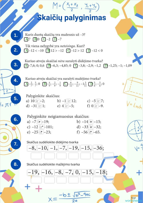 Matematika: interactive worksheets and online exercises | TopWorksheets
