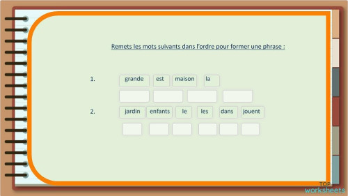 Construire une phrase1. Fiche interactive | TopWorksheets