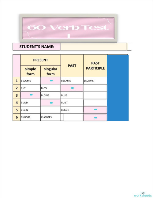 60_verb_TEST 1. Interactive worksheet | TopWorksheets