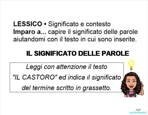 4 LESSICO: significato parole. Scheda interattiva | TopWorksheets