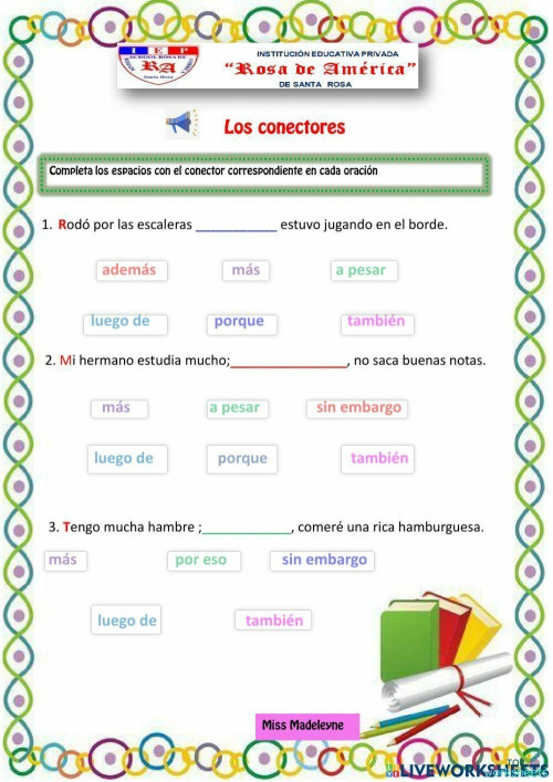 conectores. Ficha interactiva | TopWorksheets