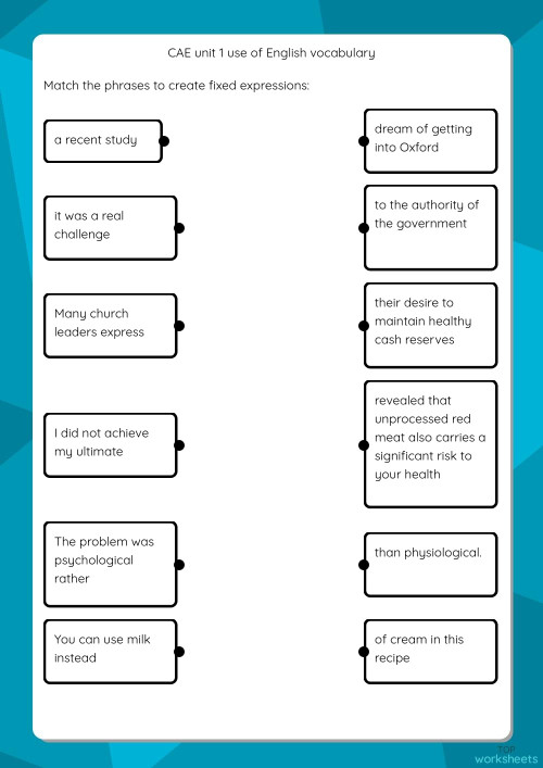 CAE unit 1 use of English vocabulary. Interactive worksheet | TopWorksheets