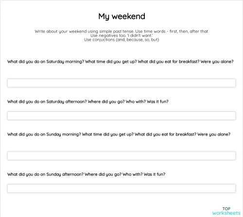 My weekend. Interactive worksheet | TopWorksheets