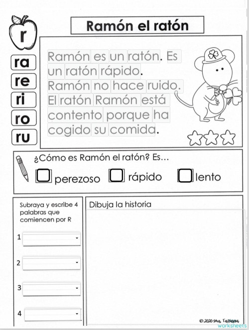 Letra R Comprension. Ficha interactiva | TopWorksheets