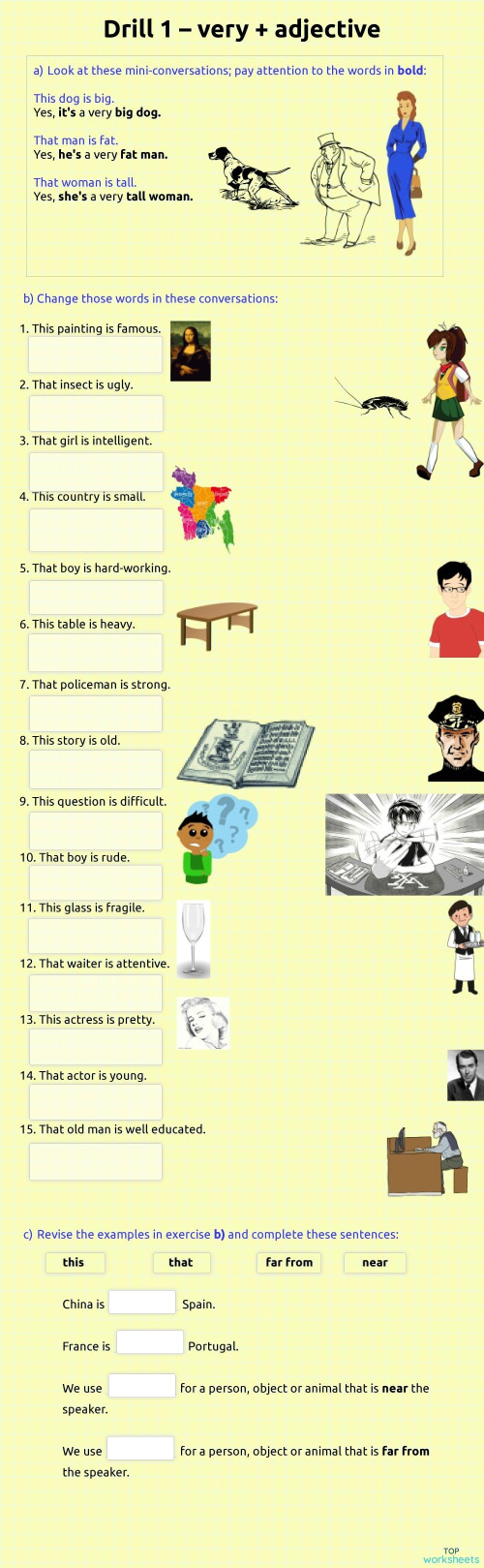 Drill 1 - very + adjective. Interactive worksheet | TopWorksheets
