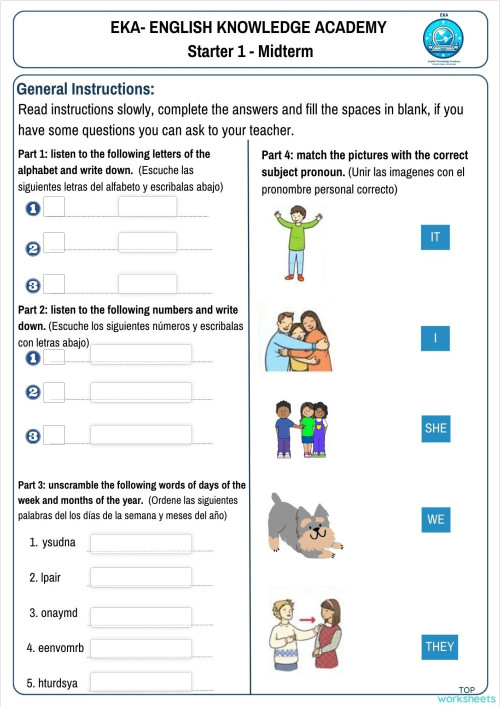 Interactive worksheets and online exercises in english | TopWorksheets