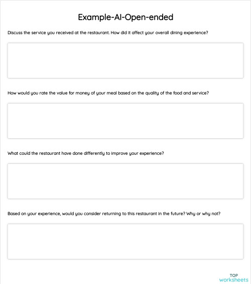 Example-AI-Open-ended. Interactive worksheet | TopWorksheets