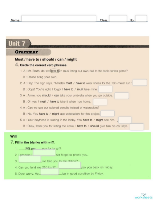Test Unit 7. Interactive worksheet | TopWorksheets