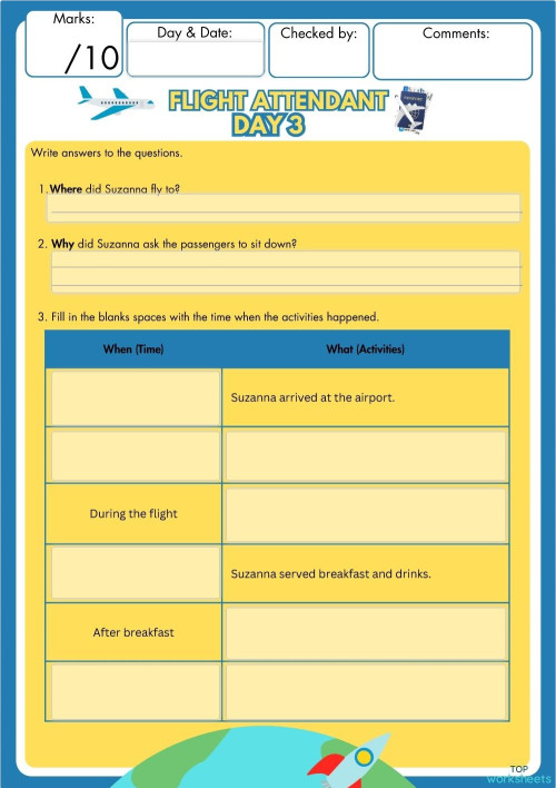 Flight Attendant ***. Interactive worksheet | TopWorksheets