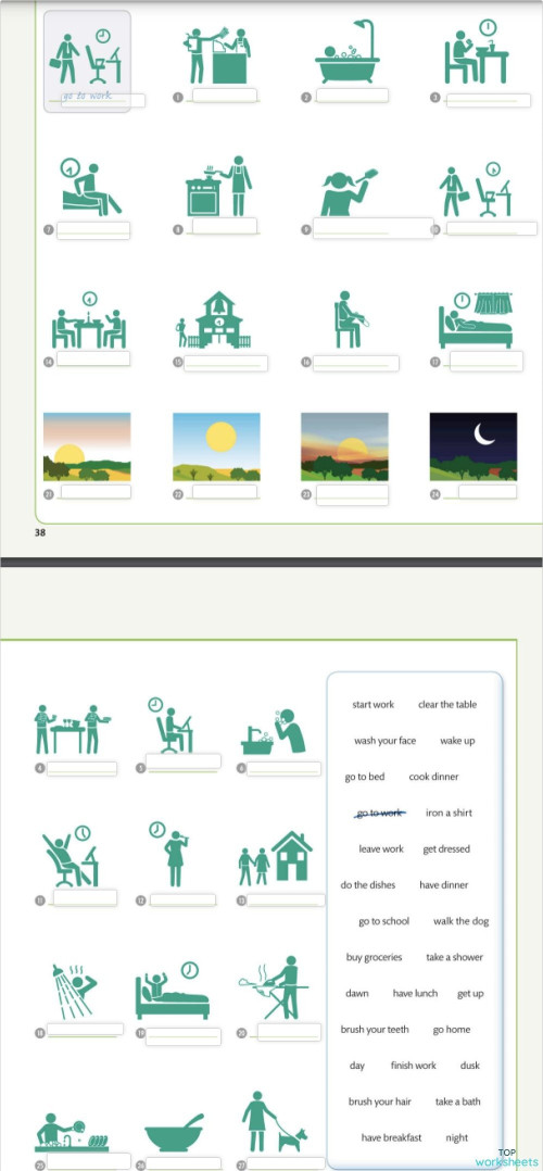 routines vocabulary. Interactive worksheet | TopWorksheets