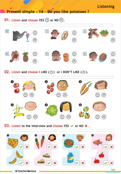 Listening: interactive worksheets and online exercises | TopWorksheets