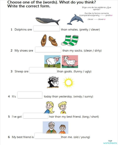 What do you think? (Choose and write the comparative form of the ...