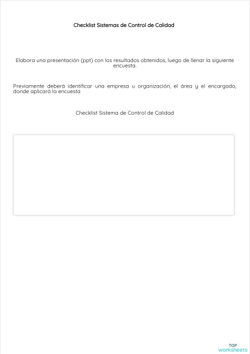 Checklist Sistemas de Control de Calidad. Ficha interactiva | TopWorksheets