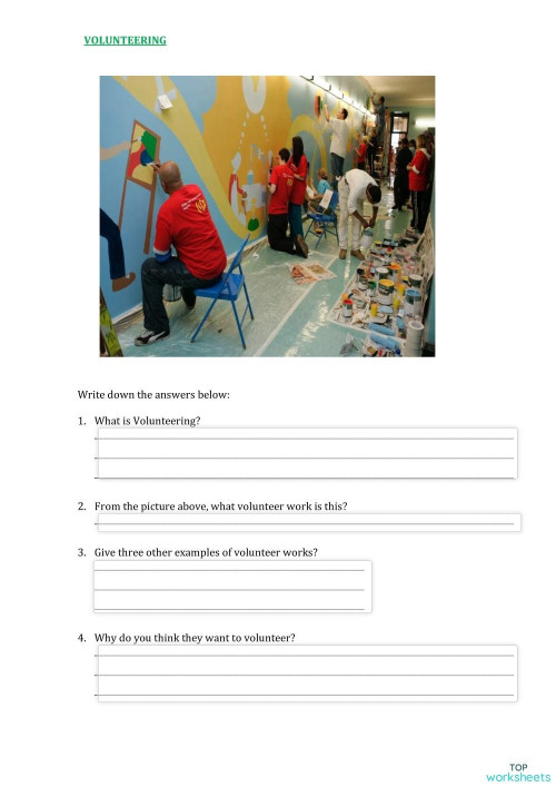 VOLUNTEERING WORKSHEET. Interactive worksheet | TopWorksheets