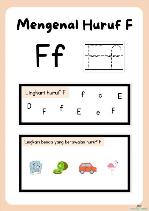 MENULIS HURUF F. Interactive worksheet | TopWorksheets