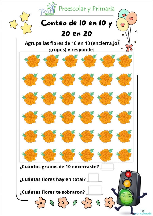 Ejercicio de conteo: Contemos los números de 3 en 3. Ficha interactiva ...