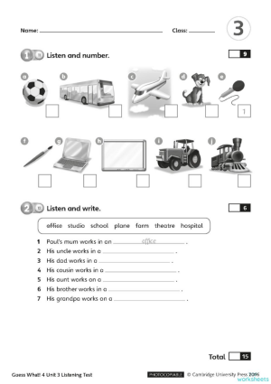 ENGLISH UNIT 03 - 4TH GRADE A. Interactive worksheet | TopWorksheets