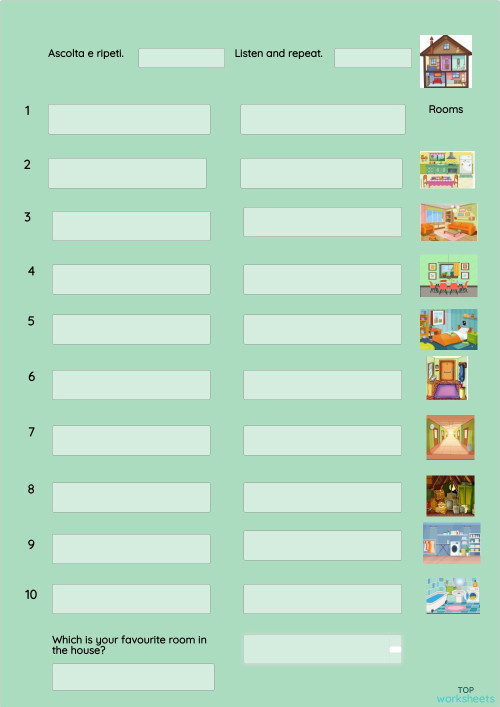 Rooms in the house. Interactive worksheet | TopWorksheets