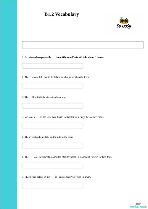 B1.2 Vocabulary. Interactive worksheet | TopWorksheets