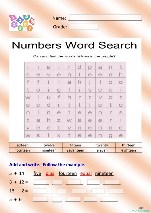 Numbers 1 to 20. Interactive worksheet | TopWorksheets