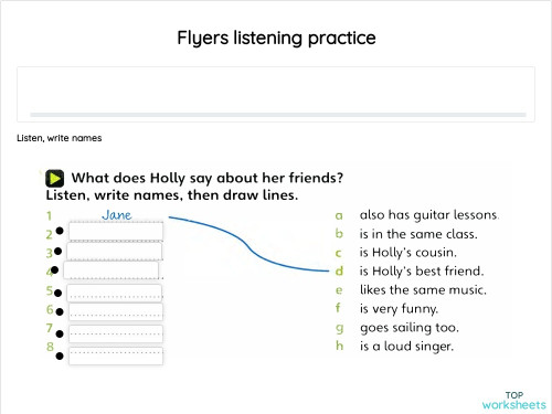 Flyers listening practice. Interactive worksheet | TopWorksheets