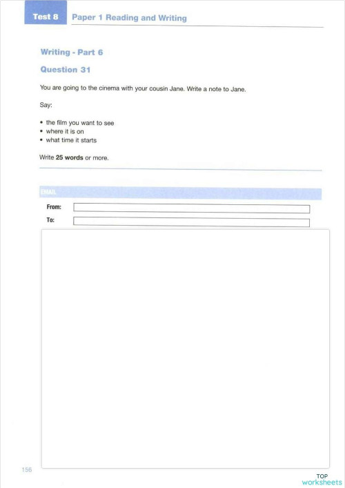 Ready A2Key - Test 8 - Writing. Interactive worksheet | TopWorksheets