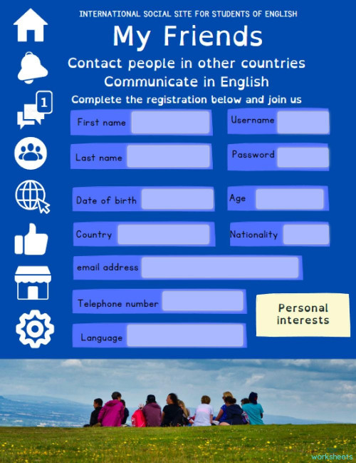 Personal information: Webpage. Interactive worksheet | TopWorksheets