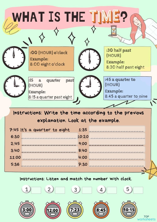 What is the time?. Interactive worksheet | TopWorksheets