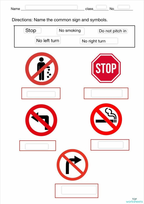 sign and symbols. Interactive worksheet | TopWorksheets
