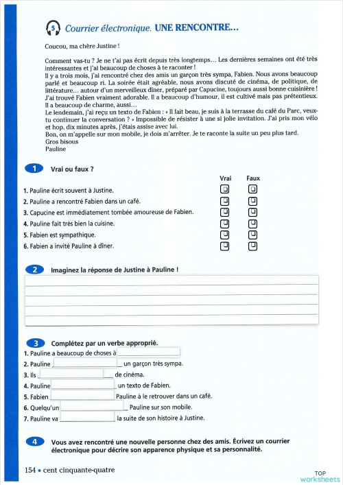 Une rencontre. Fiche interactive | TopWorksheets