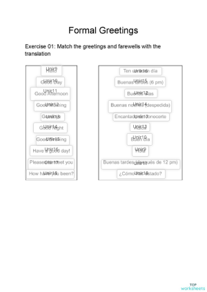 Formal Greetings. Interactive worksheet | TopWorksheets