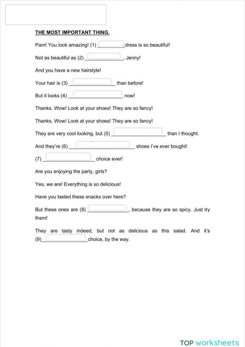 The Most Important Thing. Interactive worksheet | TopWorksheets