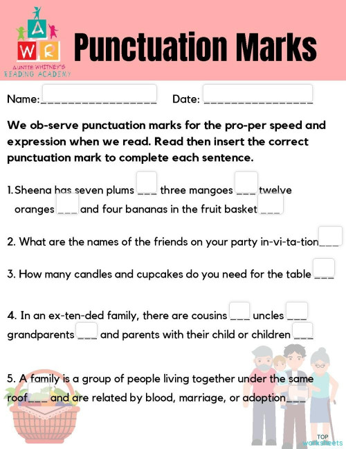 Punctuation marks: interactive worksheets and online exercises ...