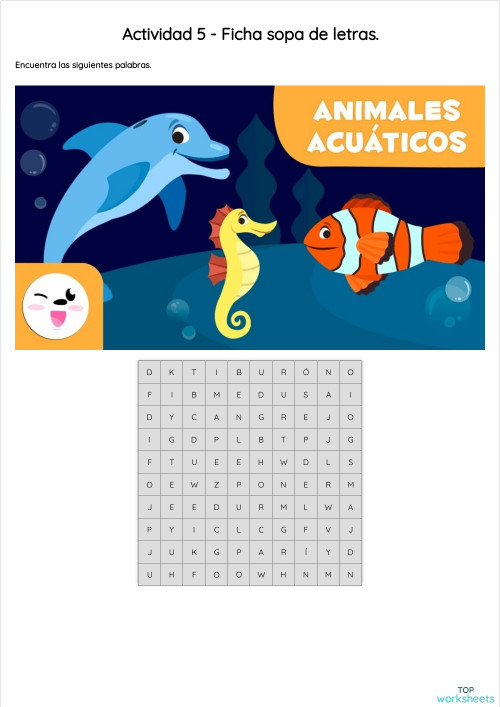 Actividad 5 - Ficha sopa de letras.. Ficha interactiva | TopWorksheets