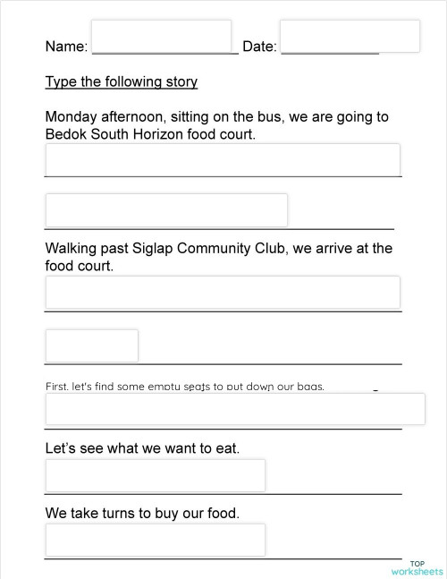 Outing at food court. Interactive worksheet | TopWorksheets