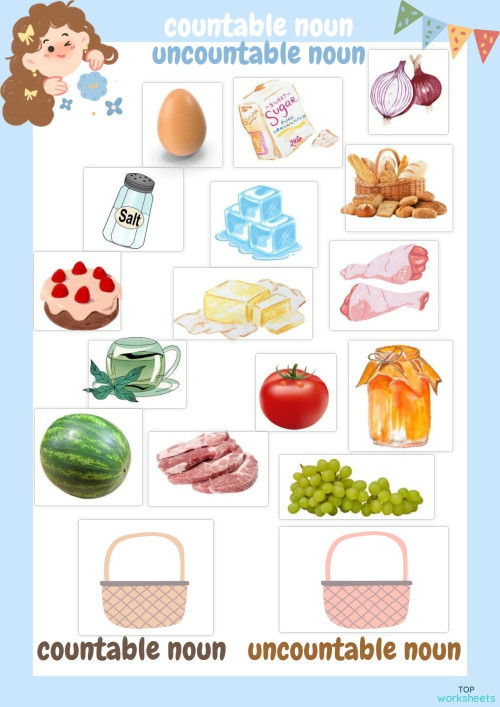 Count and uncount noun (pict). Interactive worksheet | TopWorksheets