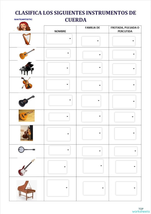 Instrumentos musicales: fichas interactivas y ejercicios online ...