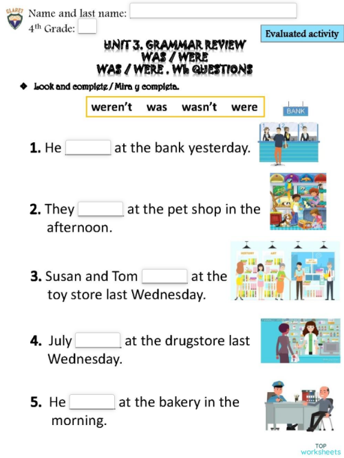 4th G. Unit 3. Grammar review. Evaluated activity. Interactive ...