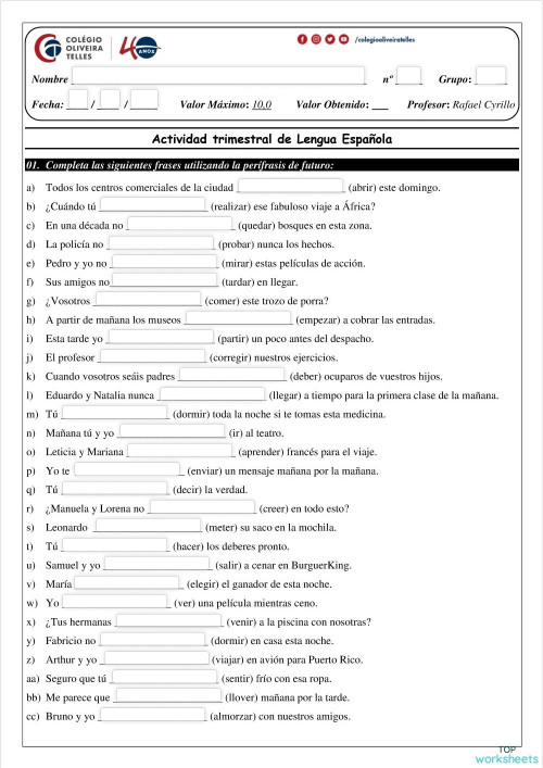 CONTROL HABER COMPLETO. Ficha interactiva | TopWorksheets