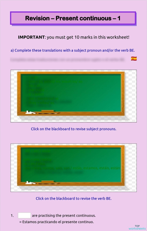 Present continuous: interactive worksheets and online exercises | TopWorksheets