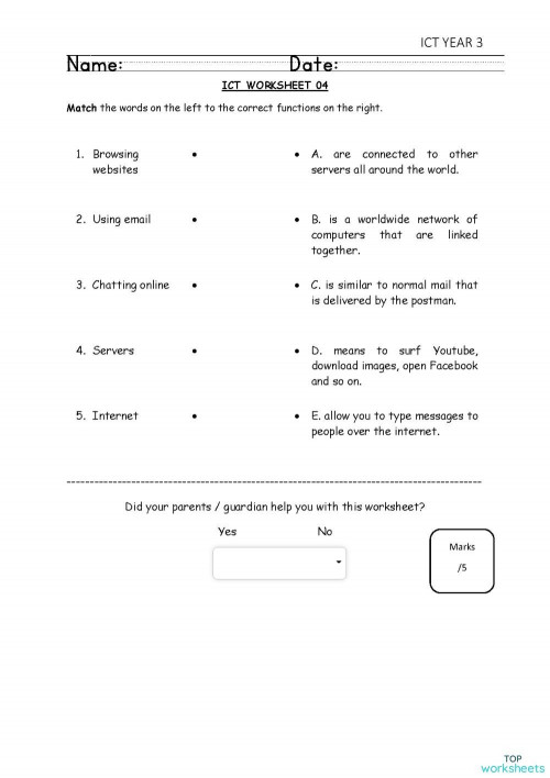 ICT Yr3 004. Interactive worksheet | TopWorksheets