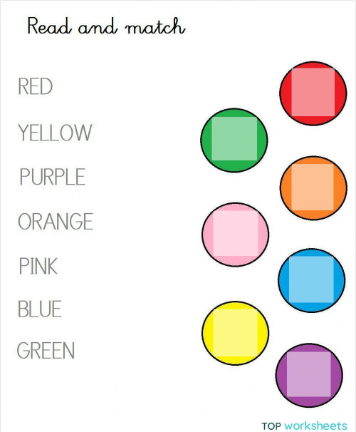 Match colours. Interactive worksheet | TopWorksheets
