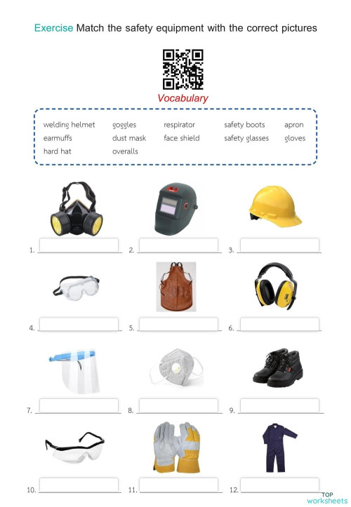 Safety Equipment. Interactive worksheet | TopWorksheets