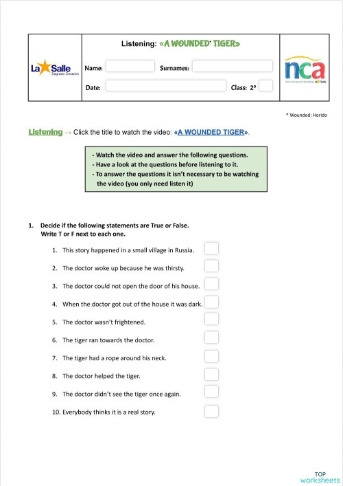 Listening: interactive worksheets and online exercises | TopWorksheets