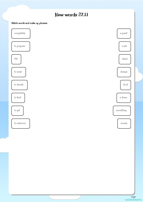 New words 27.11. Interactive worksheet | TopWorksheets