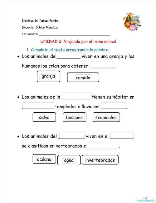 REINO ANIMAL. Ficha interactiva | TopWorksheets