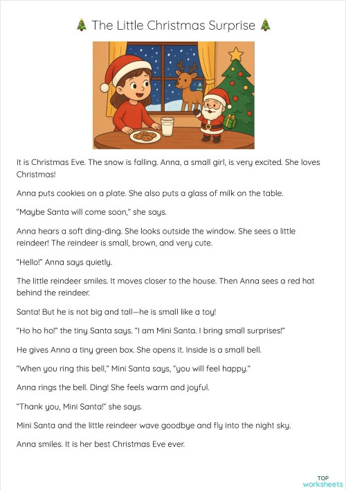 Christmas story for beginners. Interactive worksheet | TopWorksheets