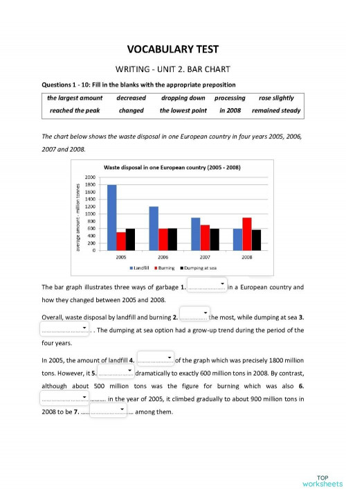 VOCAB TEST 5. Interactive worksheet | TopWorksheets