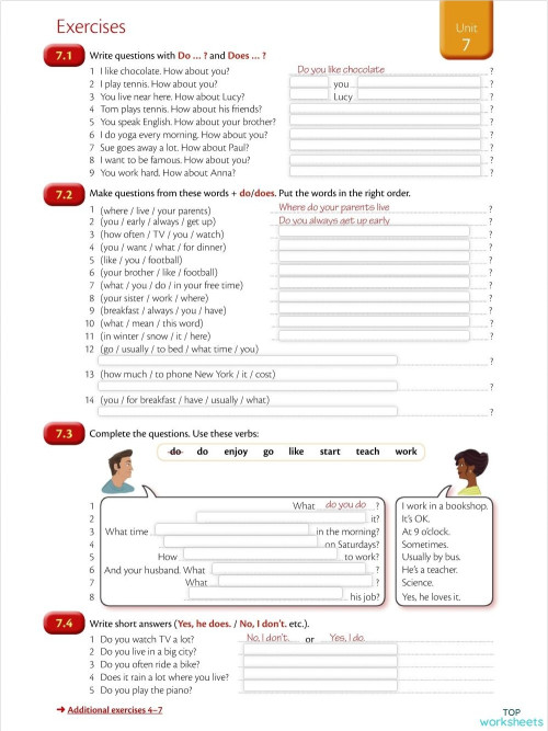 unit 7 Present Simple questions. Interactive worksheet | TopWorksheets