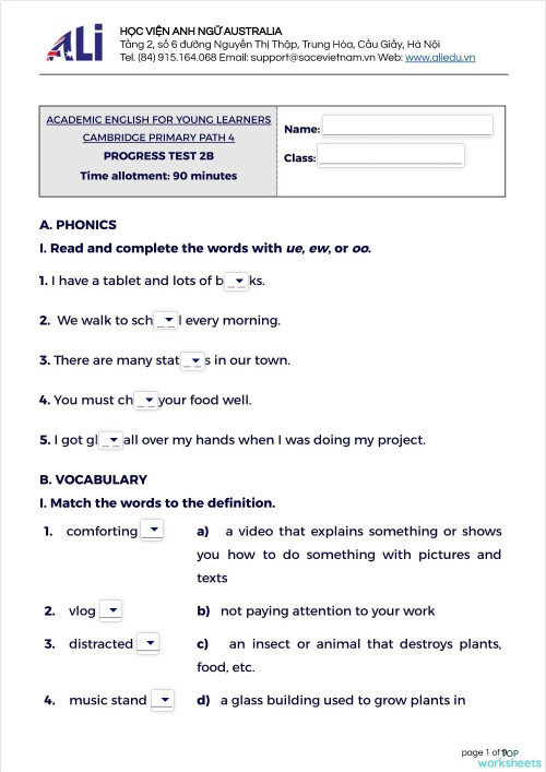 CP4_Progress Test 2B. Interactive worksheet | TopWorksheets